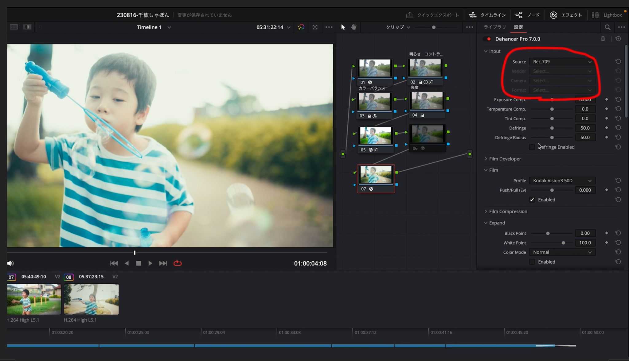 「DEHANCER PRO」で動画をエモいフィルム調に！！DaVinci Resolve Ver.